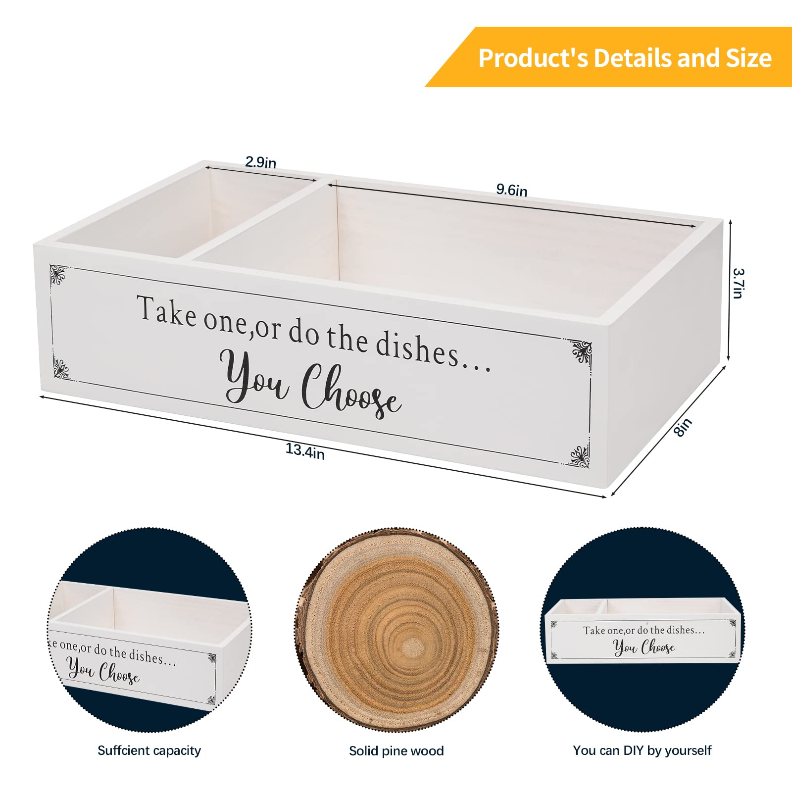 Kitchen Countertop Plate Organizer Box, Kitchen Countertop Flatware Organizer for Kitchen Decor, Paper Plate Holders, Cutlery Utensil Holder for Kitchen, Dining, Entertaining, Tailgating, Picnics