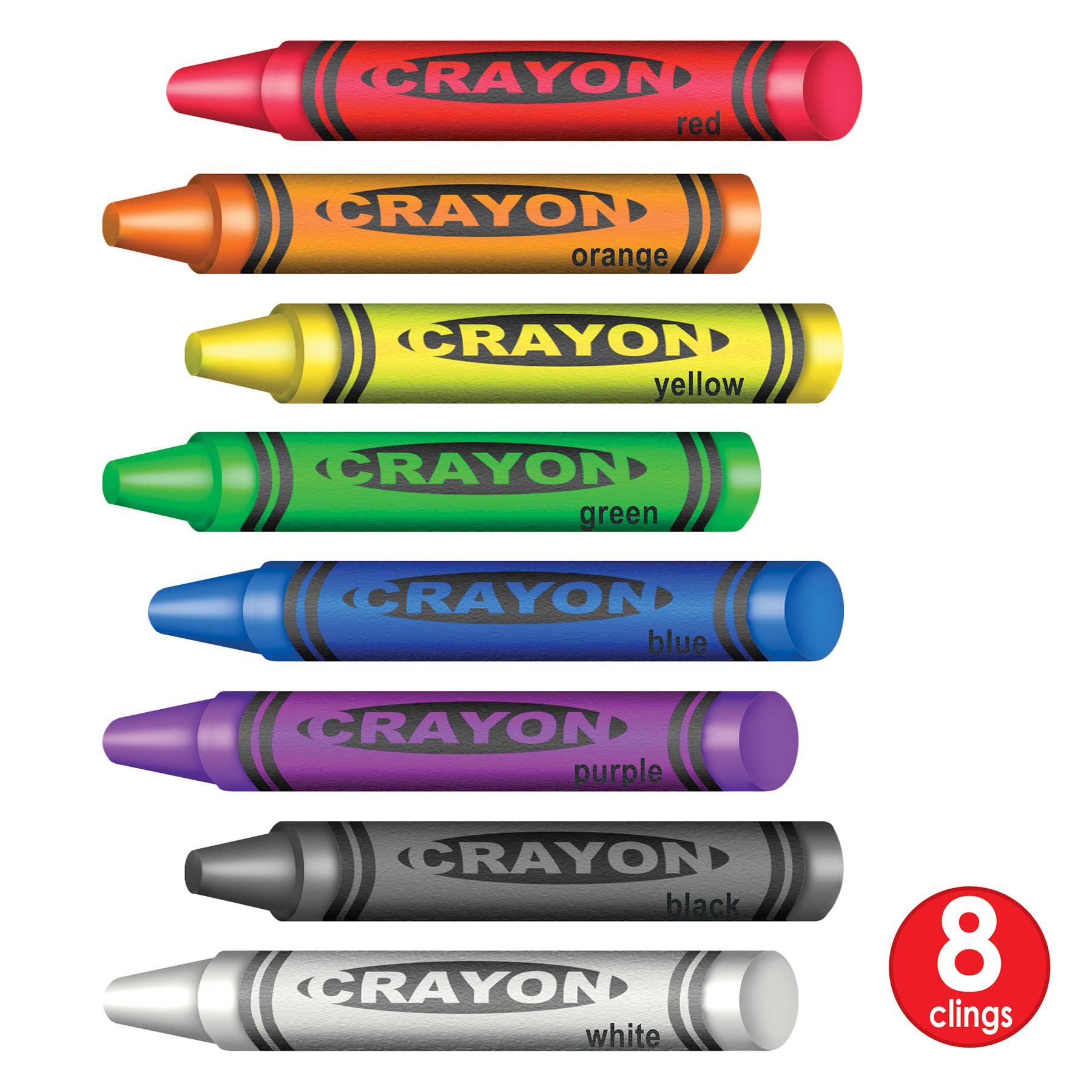 Beistle 54440 8-Piece Crayon Set Wall Clings-1 Sheet, 8 Count (Pack of 1), Multicolored