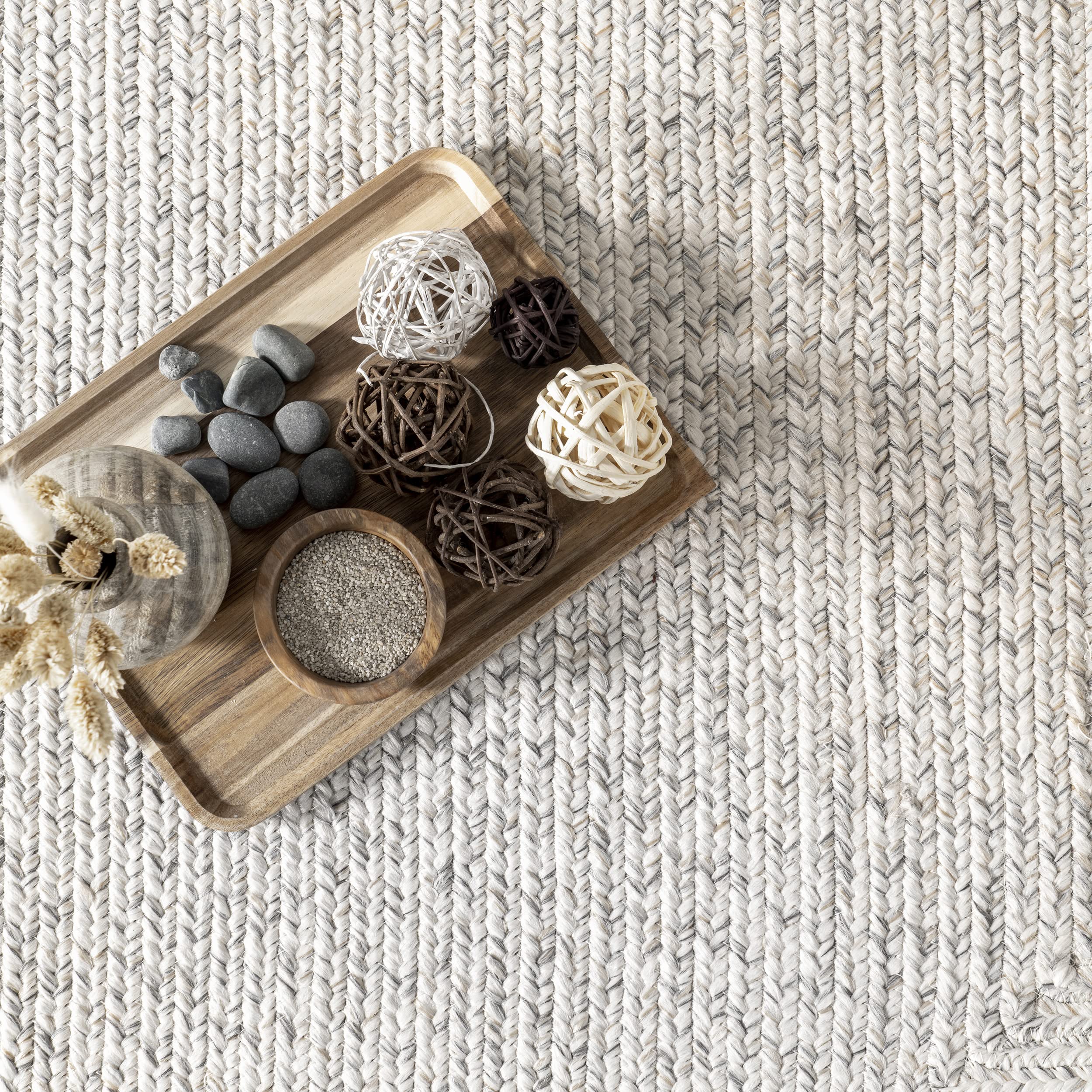 nuLOOM 12' x 15' Solid Hand Braided Indoor/Outdoor Area Rug, Pet-Friendly, High Traffic, Weather Resistant, for Patio, Balcony, Bedroom, Living, Dining Room, Wynn Ivory