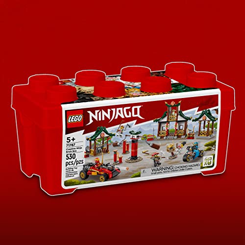 LEGO NINJAGO Creative Ninja Brick Box 71787, Toy Storage, Bricks to Build Dojo, Ninja Car, Motorbike, 6 Minifigures & More, Toys for Kids 5 Plus