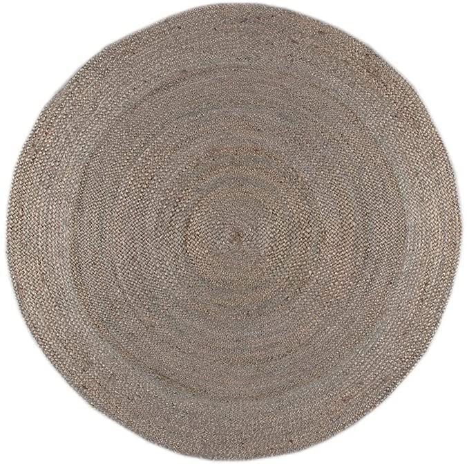 THE PIKKU INTERNATIONAL - Rug Round Natural Jute Hand Woven Braided Area Rug Grey Color Carpet (132 x 132 Inch (11 Feet Round))