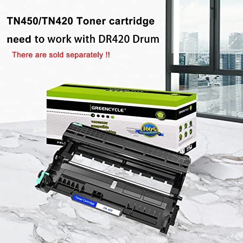 Greencycle black Compatible Toner Cartridge Replacement for Brother TN450 TN420 TN-450 TN-420 use with HL-2270DW HL-2280DW HL-2230 HL-2240 MFC-7360N MFC-7860DW DCP-7065DN Intellifax 2840 2940 (2 Pack)