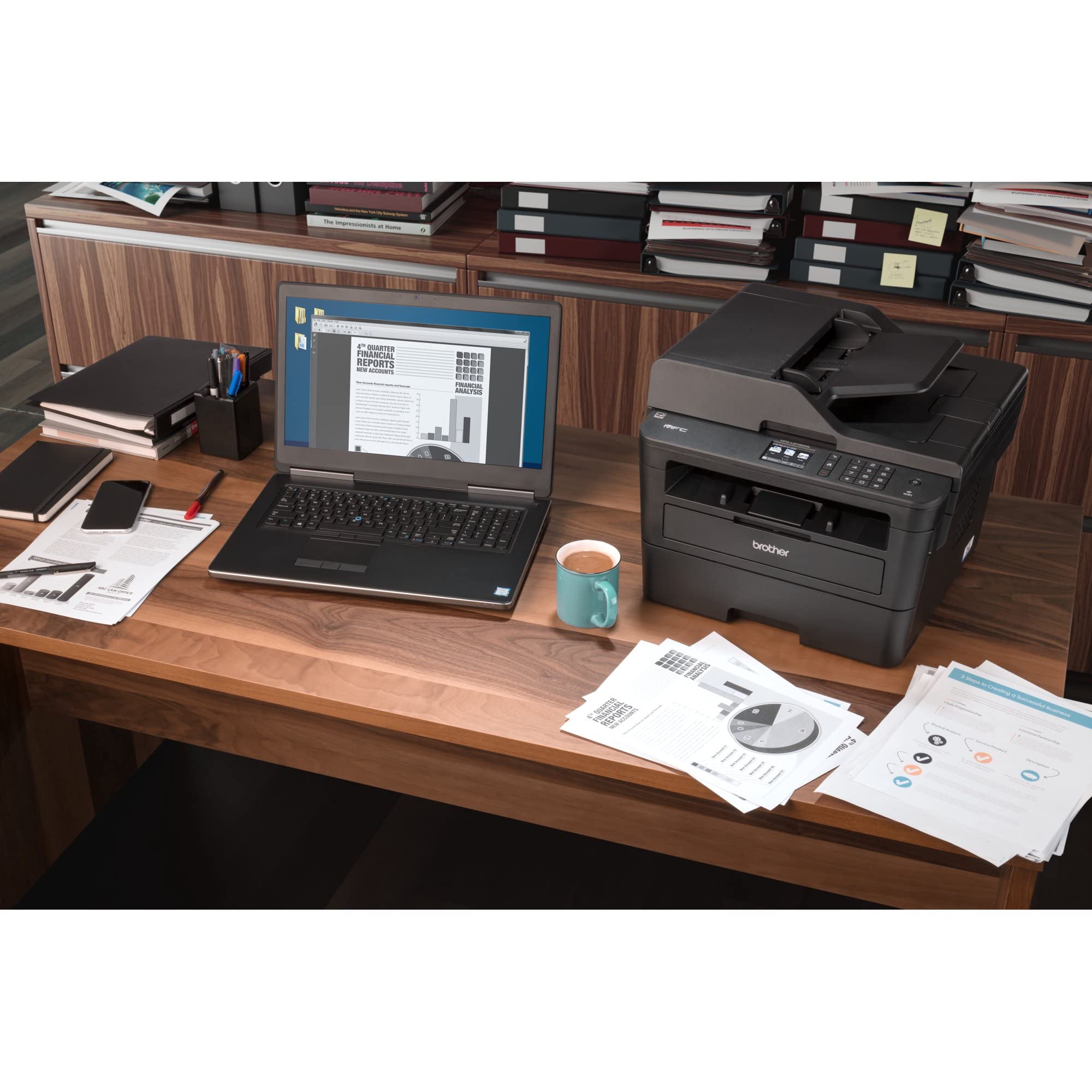 Brother MFC-L27 30DW All-in-One Wireless Monochrome Laser Printer, 2.7” Color Touch, 36ppm, Automatic Duplex (2-Sided), Durlyfish