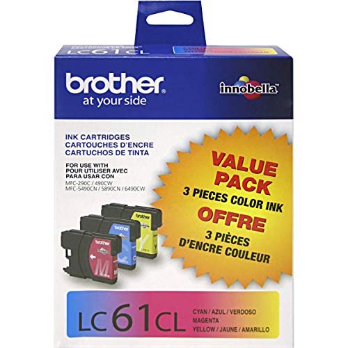 BrotherĀ® LC61CMY Tricolor Ink Cartridges, Pack Of 3
