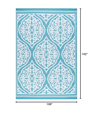 Reversible Plastic Straw, Water Resistant Outdoor Rug 9x12 for Patio, Deck, Porch, Camping, RV | Fade Resistant Outside Area Rugs for Patios | Size 8'10'' x 11'10''