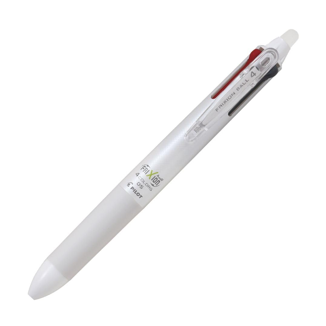 PILOT Frixion Ball Knock 4-Color Gel Ink Multi-Pen, White (LKFB-80EF-W)