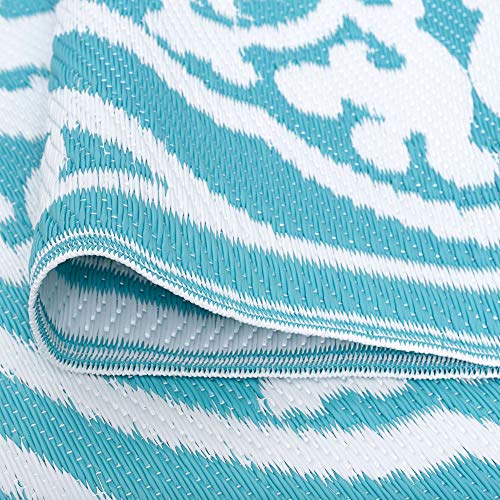 Reversible Plastic Straw, Water Resistant Outdoor Rug 9x12 for Patio, Deck, Porch, Camping, RV | Fade Resistant Outside Area Rugs for Patios | Size 8'10'' x 11'10''