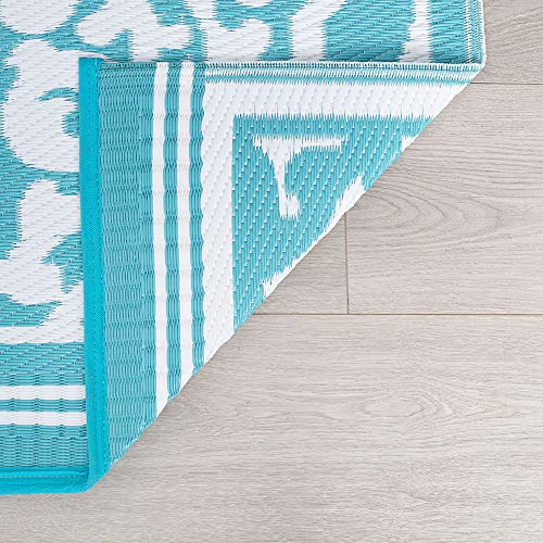Reversible Plastic Straw, Water Resistant Outdoor Rug 9x12 for Patio, Deck, Porch, Camping, RV | Fade Resistant Outside Area Rugs for Patios | Size 8'10'' x 11'10''