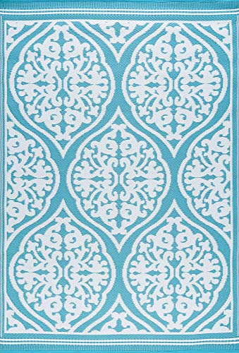 Reversible Plastic Straw, Water Resistant Outdoor Rug 9x12 for Patio, Deck, Porch, Camping, RV | Fade Resistant Outside Area Rugs for Patios | Size 8'10'' x 11'10''