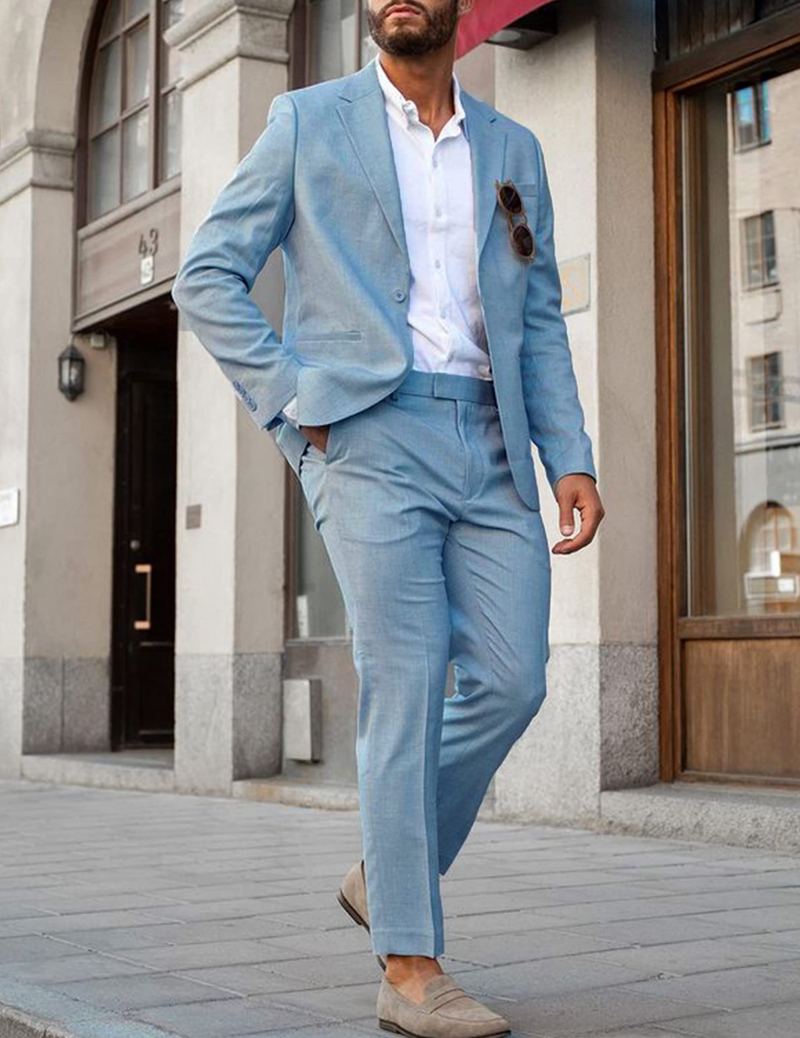 COOFANDY Mens Blazers Slim Fit Casual Summer Sports Coats Fitted Sport Jacket (Clear Blue XL)