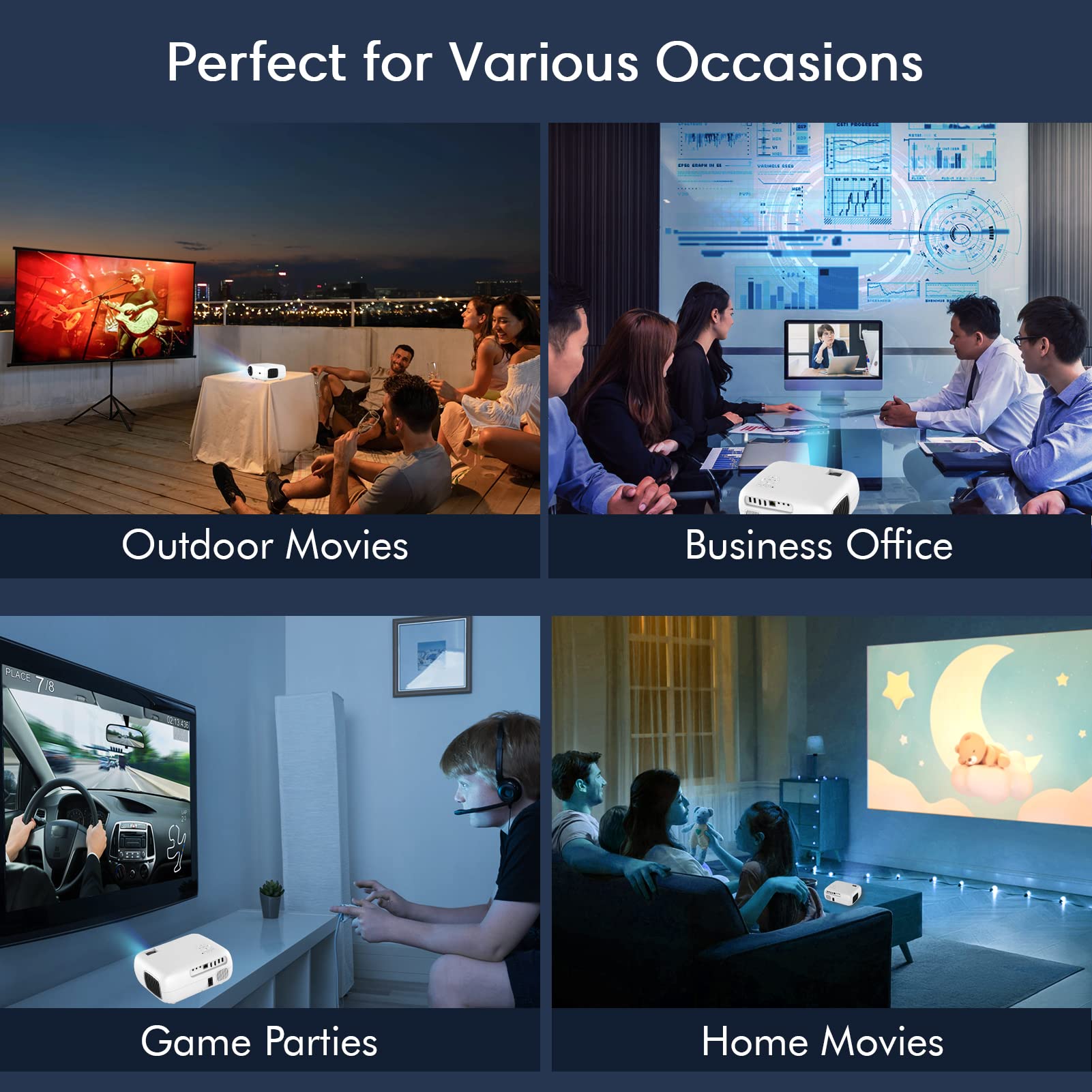 5G WiFi Bluetooth Projector 4K Supported, Xiaoya Full HD 15000L Mini Portable Projector, 300" Display 4P/4D Keystone Zoom 50% Office Outdoor Home Theater Projector Compatible w/iOS/Android/Win/TV/PS5