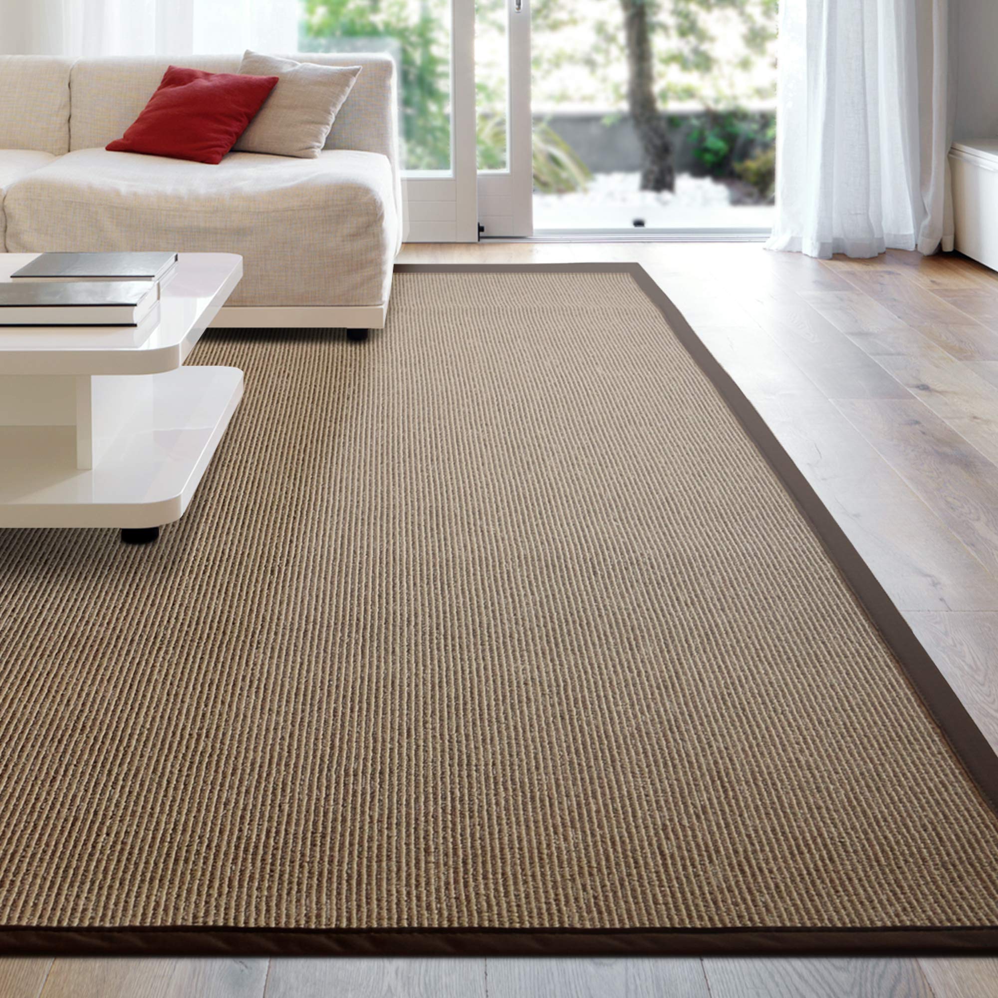 iCustomRug Synthetic Sisal Area Rug, Softer Than Natural Sisal Rug, Stain Resistant & Easy to Clean in Chocolate 8ft x 10ft