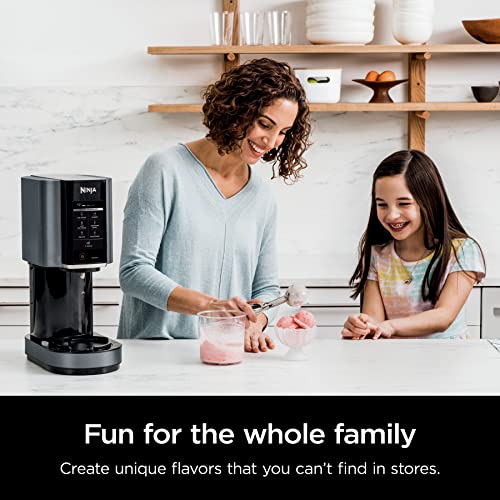 Ninja NC299AMZ CREAMi Ice Cream Maker, for Gelato, Mix-ins, Milkshakes, Sorbet, Smoothie Bowls & More, 7 One-Touch Programs, with (1) Pint Container & Lid, Compact Size, Perfect for Kids, Matte Black (Renewed)