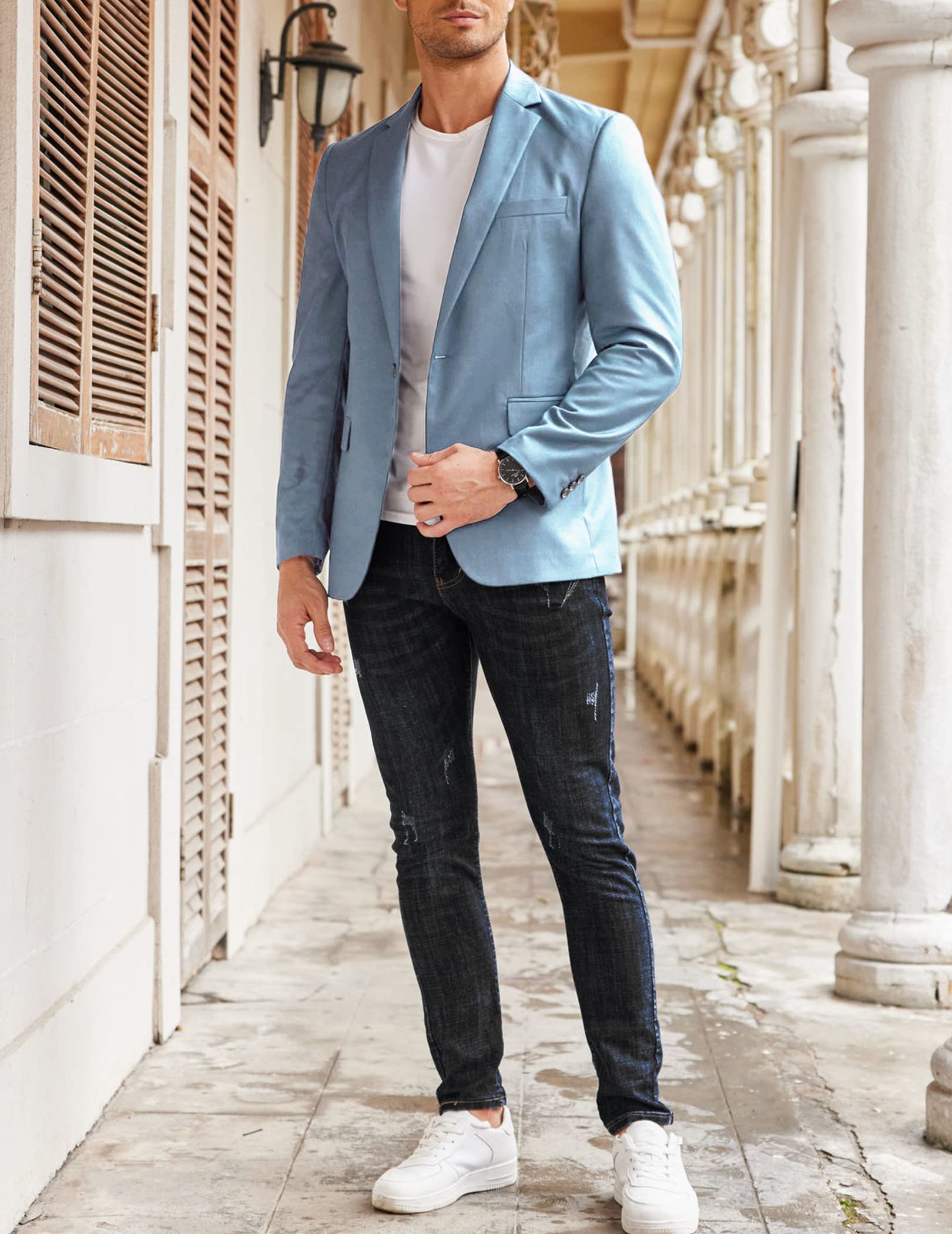 COOFANDY Mens Blazers Slim Fit Casual Summer Sports Coats Fitted Sport Jacket (Clear Blue XL)