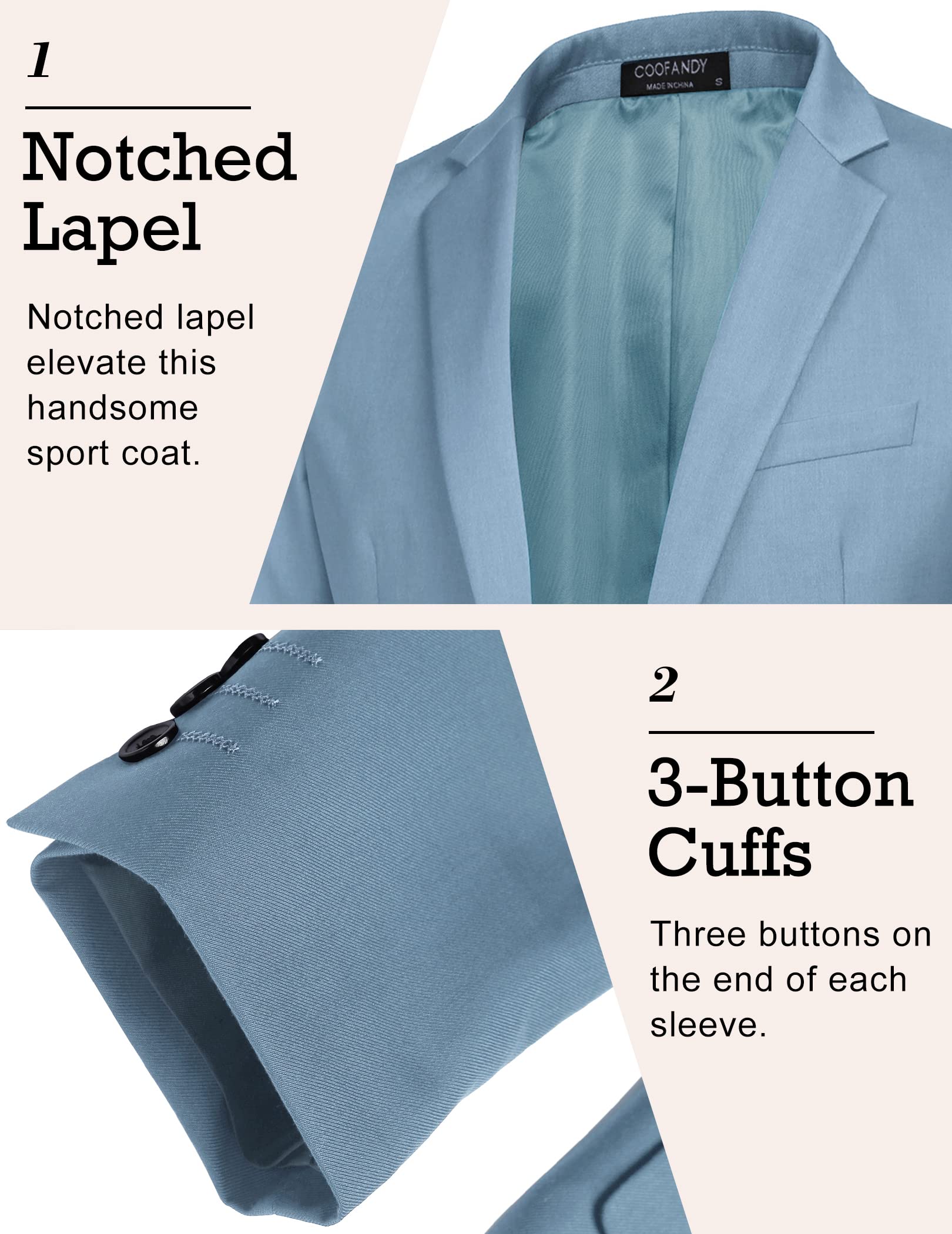 COOFANDY Mens Blazers Slim Fit Casual Summer Sports Coats Fitted Sport Jacket (Clear Blue XL)