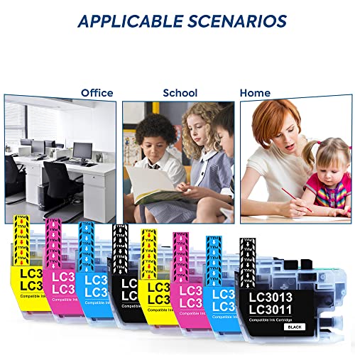 [Latest Version] LC3013 3011 ALLWORK Compatible Ink Cartridges Replacement for Brother LC3013 LC3011 Ink Cartridge Works with Brother MFC-J690DW MFC-J491DW MFC-J497DW MFC-J895DW Inkjet Printer 8 Packs