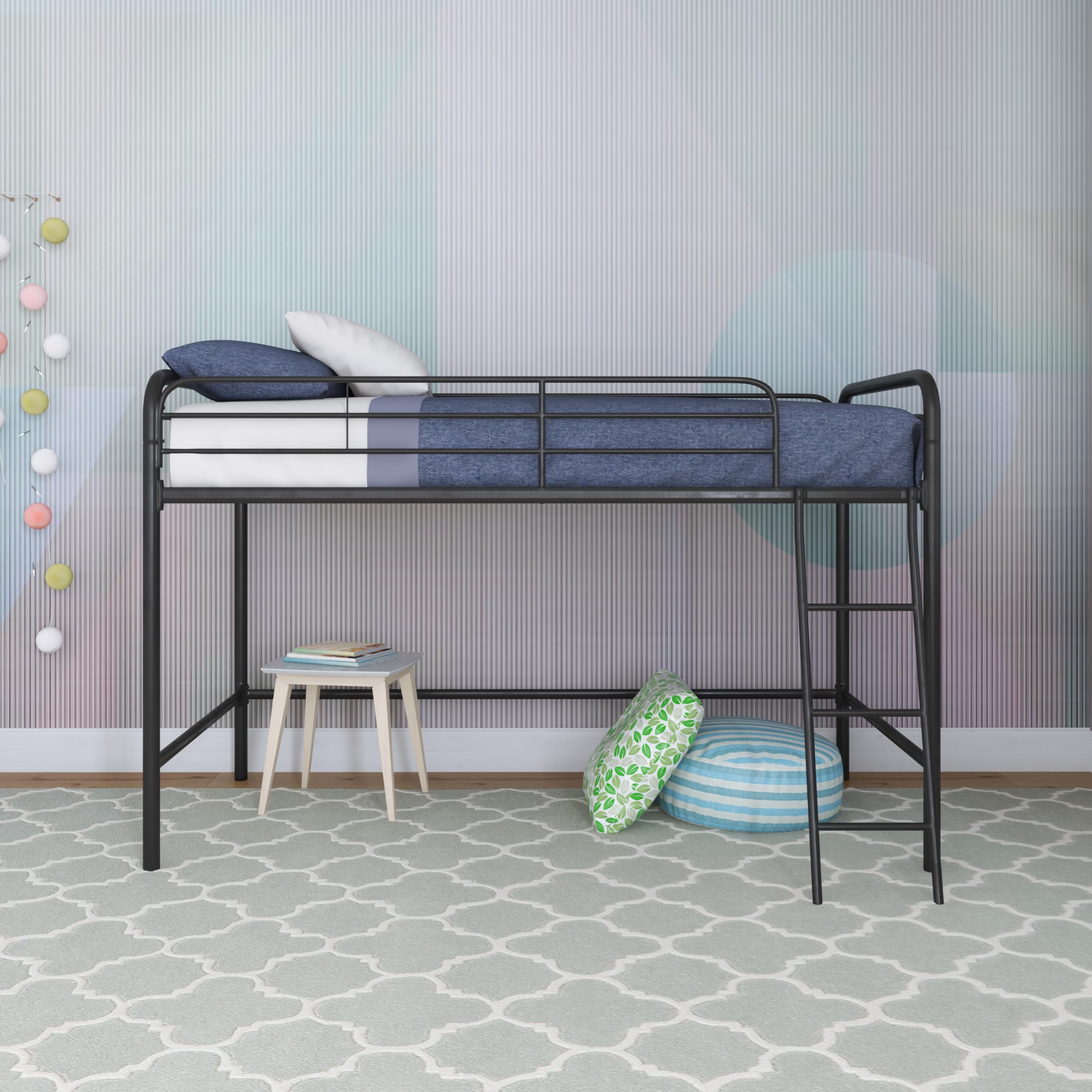 DHP Jett Junior Twin Metal Loft Bed, Black