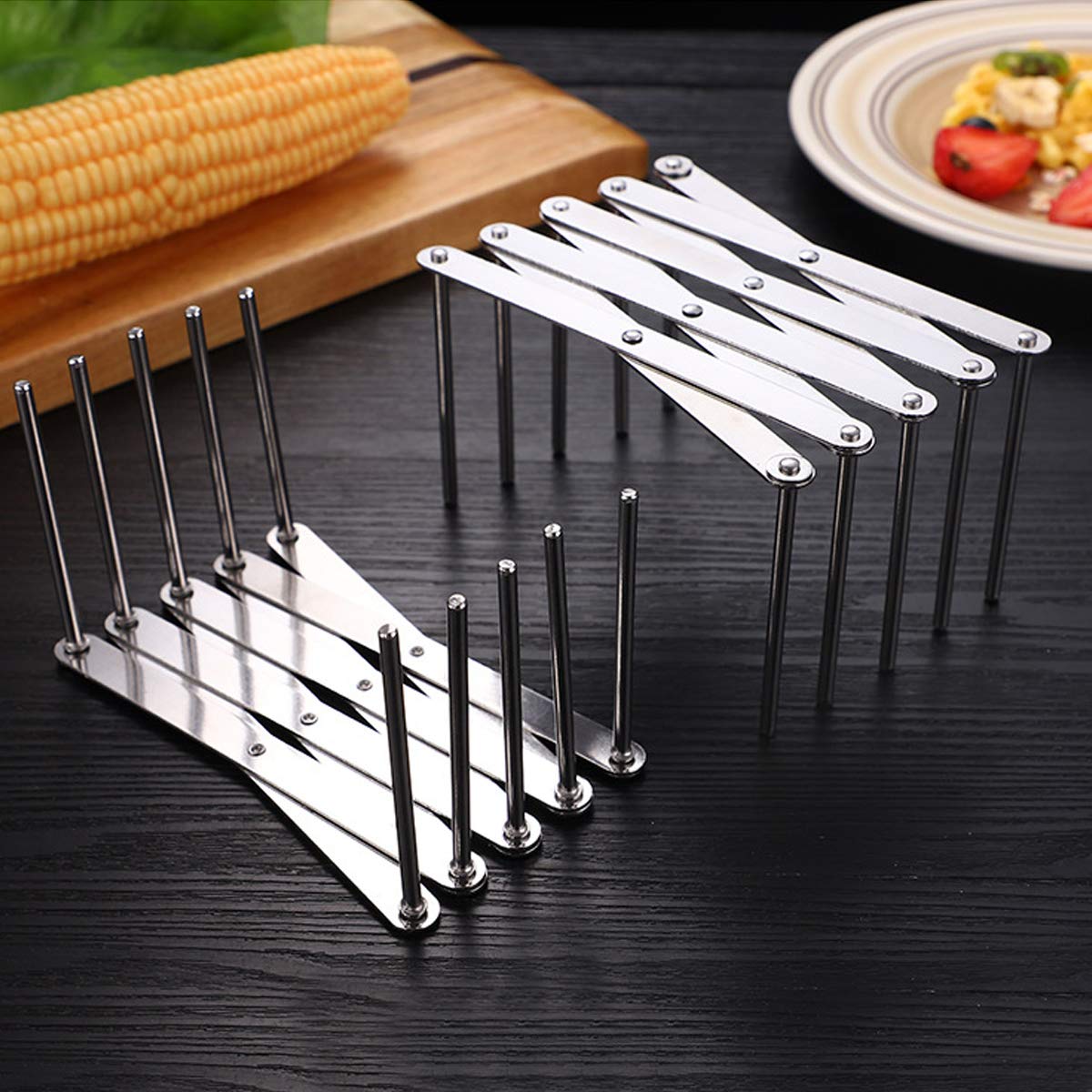 2Pcs Kitchen Dish Plate Pot Lid Organizer Holder Adjustable Length Stainless Steel Chopping Board Organizer Stand Holder Countertop Drain Storage Shelf for Pan Lids, Plates, Dishes, Cutting Boards