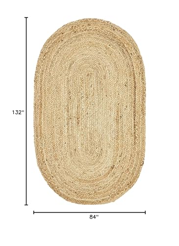THE PIKKU INTERNATIONAL - Handmade Jute Rug Oval Hand Woven Farmhouse Jute Area Rug (7 x 11 ft)