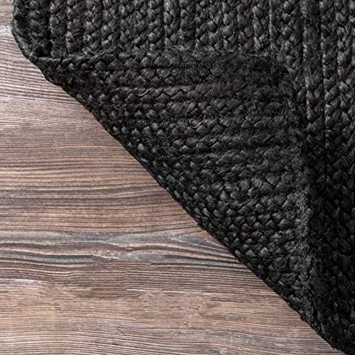 THE PIKKU INTERNATIONAL - Handmade Jute Rug Black Dye Rectangle Hand Woven Farmhouse Jute Area Rug (8 x 11 ft)