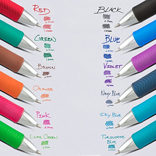 Pentel EnerGel RTX Retractable Liquid Gel Pen, (0.7mm) Metal Tip, Medium Line,Assorted Ink, 8-Pk (BL77BP8M1)