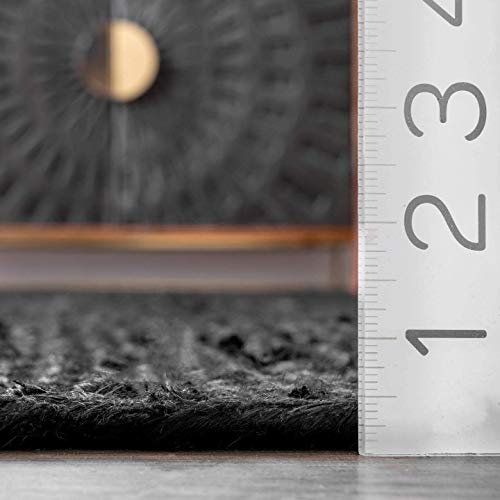 THE PIKKU INTERNATIONAL - Handmade Jute Rug Black Dye Rectangle Hand Woven Farmhouse Jute Area Rug (8 x 11 ft)