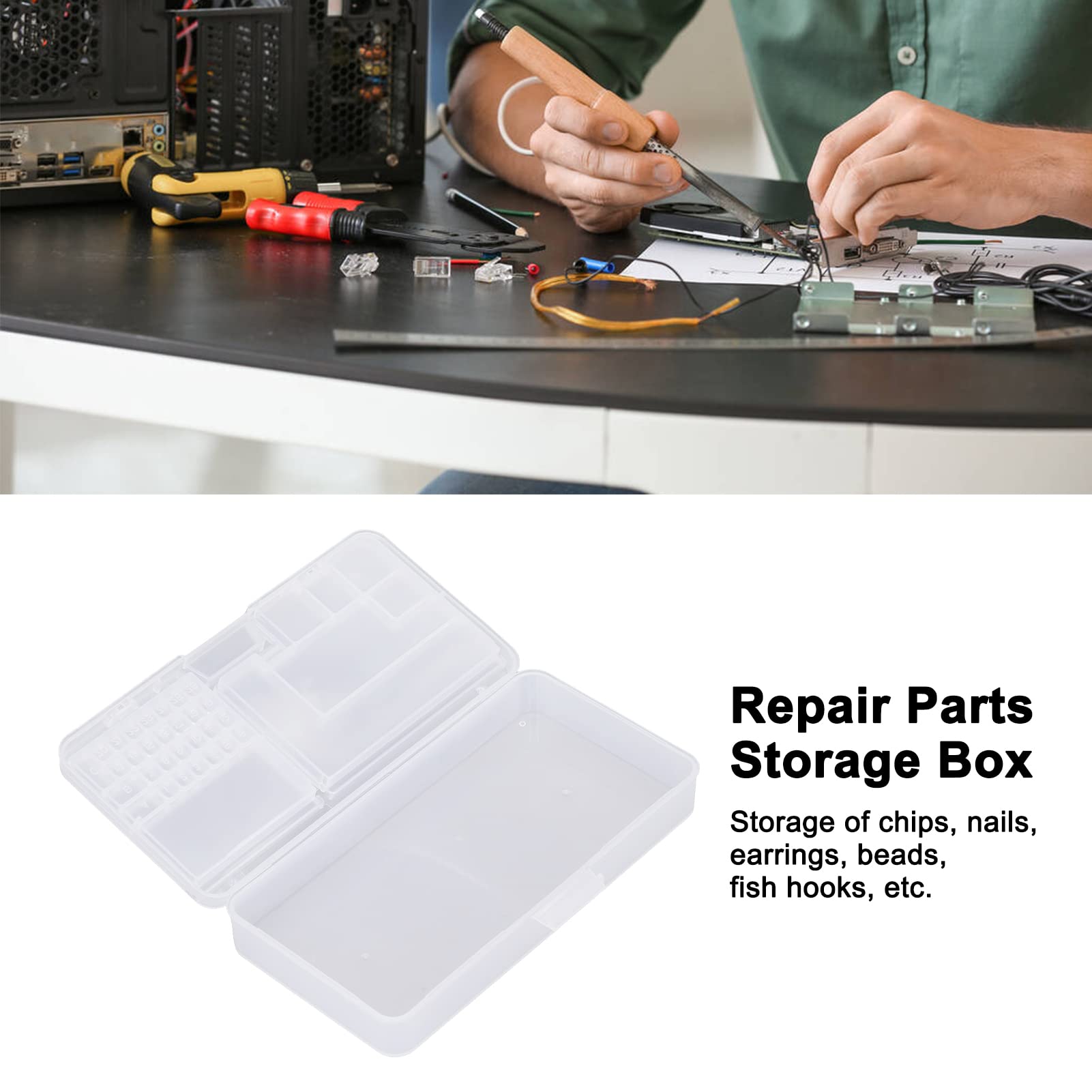 Hilitand Maintenance Parts Box, 3PCS Repair Parts Storage Boxes, Motherboard Screw Hardware Parts Box Transparent Plastic for Hardware, Screws, Tool Sets, Hilitandex142hdc79
