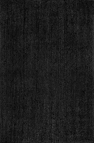 THE PIKKU INTERNATIONAL - Handmade Jute Rug Black Dye Rectangle Hand Woven Farmhouse Jute Area Rug (8 x 11 ft)