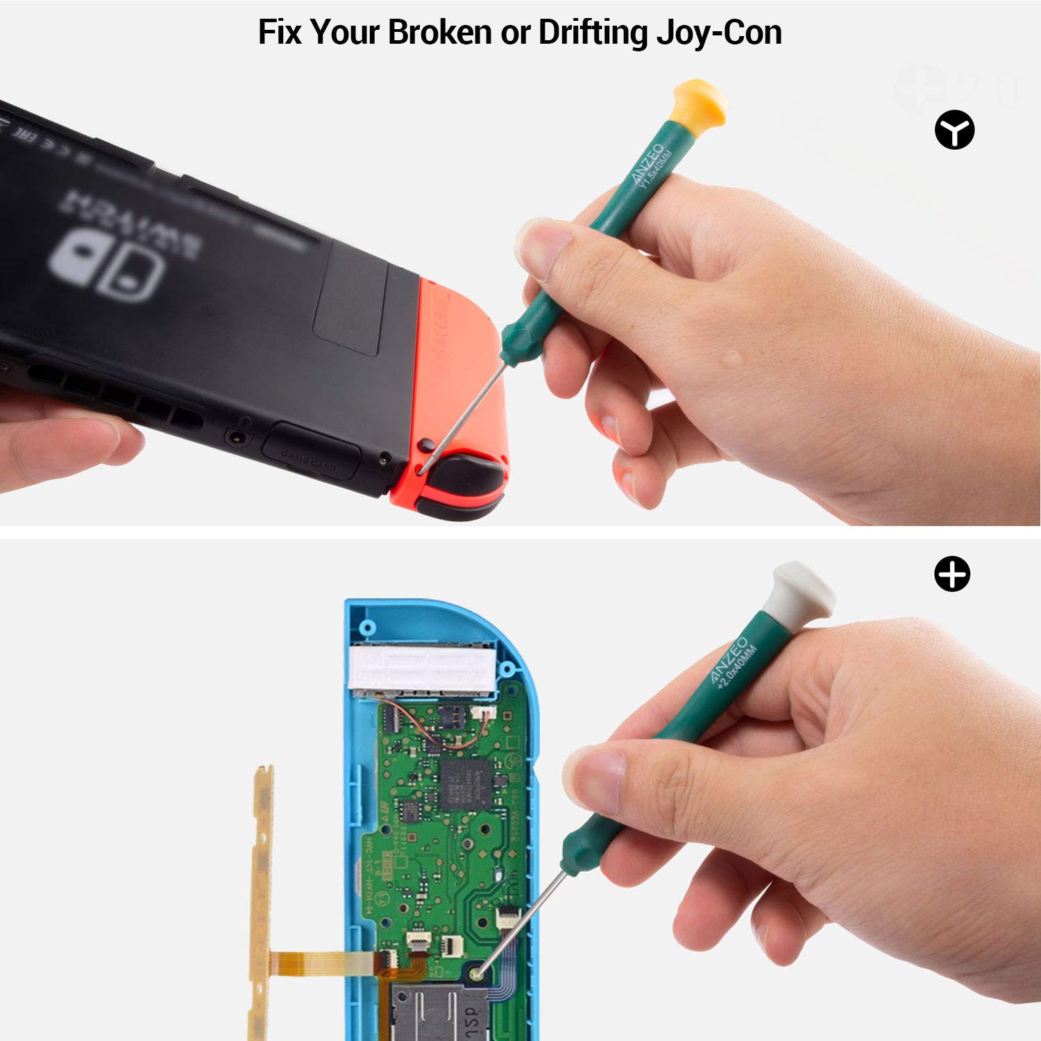 Triwing Screwdriver for Switch, Professional Repair Tool Kit for Joy-con Joystick Replacement with Tweezers, Opening Pry Bar & Suction Cup