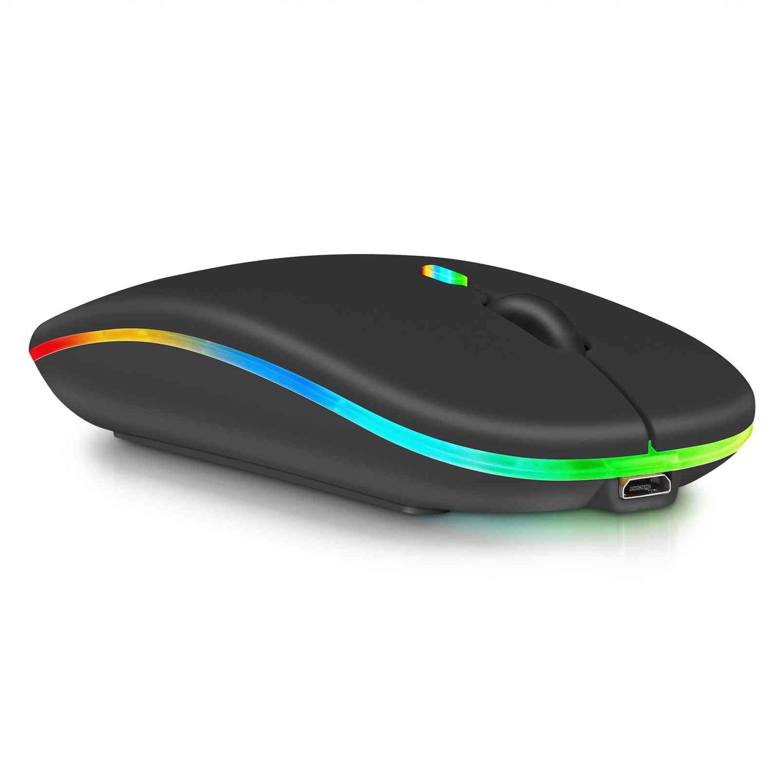 UrbanX 2.4GHz & Bluetooth Mouse, Rechargeable Wireless Mouse for Amazon Fire HD 10 (2021) Bluetooth Wireless Mouse for Laptop/PC/Mac/Computer/Tablet/Android RGB LED Onyx Black