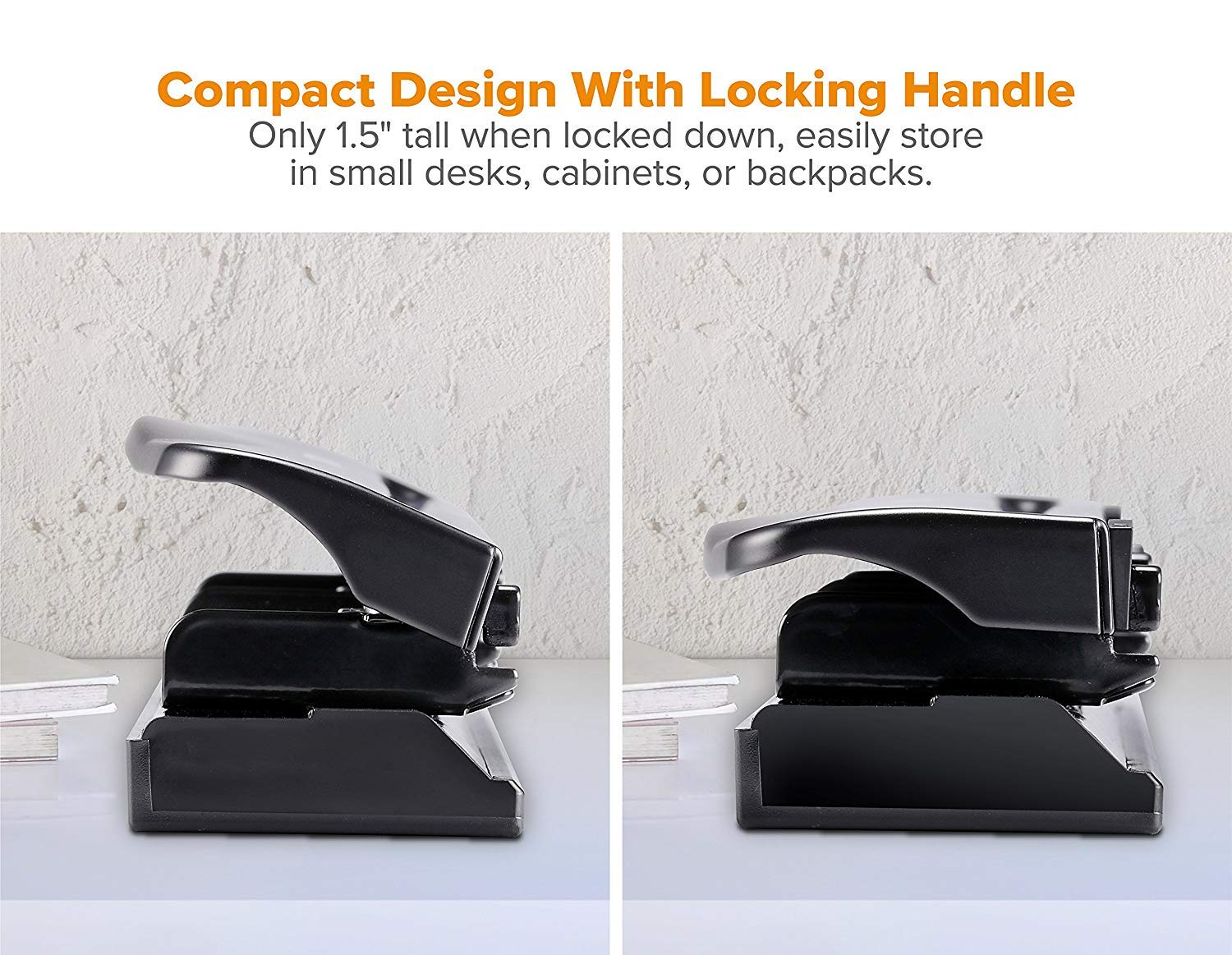 Bostitch Office 3 Hole Punch, Durable Metal,Rubber Base, 12 Sheets, Black (KT-HP12-BLK), 1 Pack