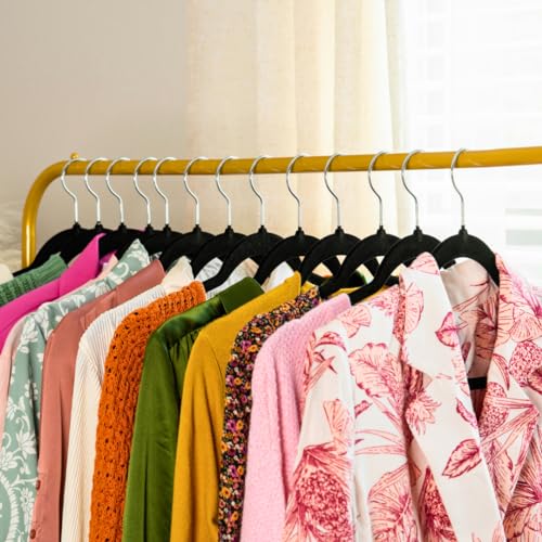 VIDAHOME Velvet Non Slip Hangers 50 Pack, Heavy Duty Clothes Hanger with 360 Rotating Swivel Hook (Black, 50 Pack)