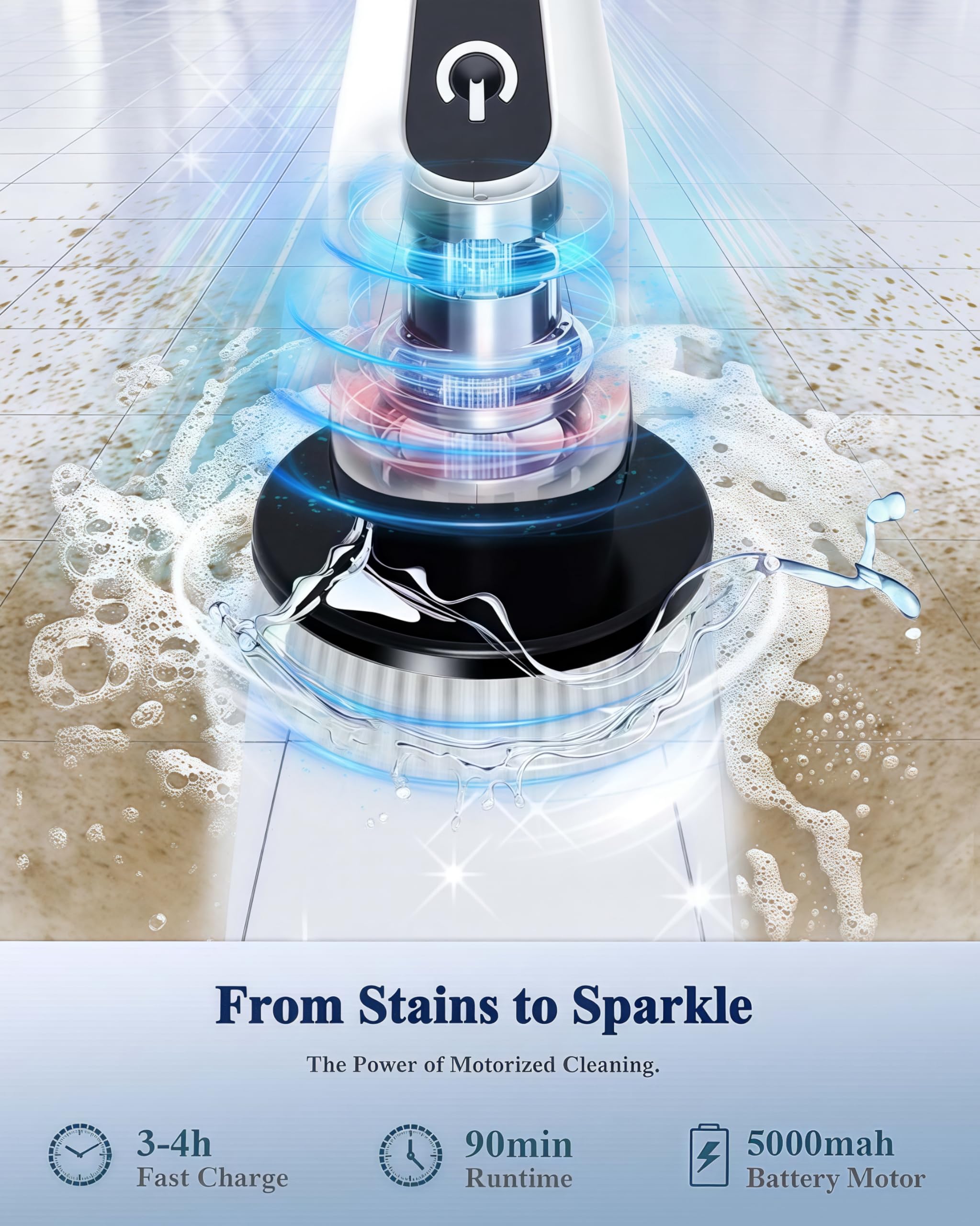 Electric Spin Scrubber, LOSUY Cordless Cleaning Brush with 7 Replaceable Drill Brush Heads and 54 Inch Adjustable Extension Arm, Power Shower Scrubber for Bathroom, Kitchen, Floor, Tile, Tub