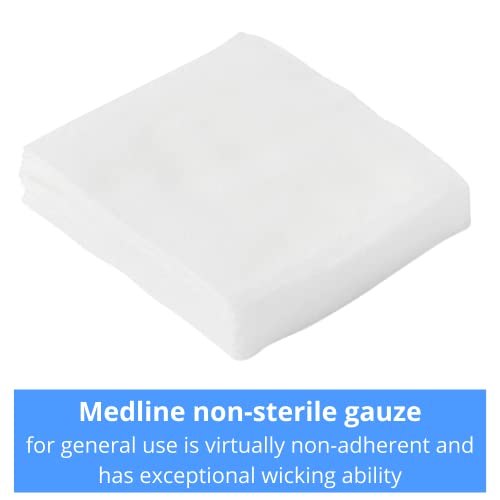 Medline Caring Non-Woven Non-Sterile Gauze Sponge, 4 x 4, 4-Ply (10 Packs of 200)