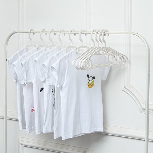 White Plastic Clothes Hangers 20 Pack,Adult Coat Hangers for Closet,Non-Slip Laundry Hangers,Room Essentials Basics Size Ideal for Everyday Use on Coats,Shirts,Pants,Dress,Skirts