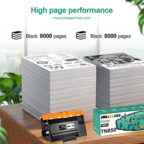 JMLCOLORS Brother TN850 TN820 Toner Replacement for TN-850 TN-820 for HL-L6200DW,MFC-L5700DW, L6200DWT MFC-L5900DW HL-L5200DWT L5200DW L5100DN, MFC-L5800DW MFC-L5850DW L6700DW L6800DW Printer(2-Pack)