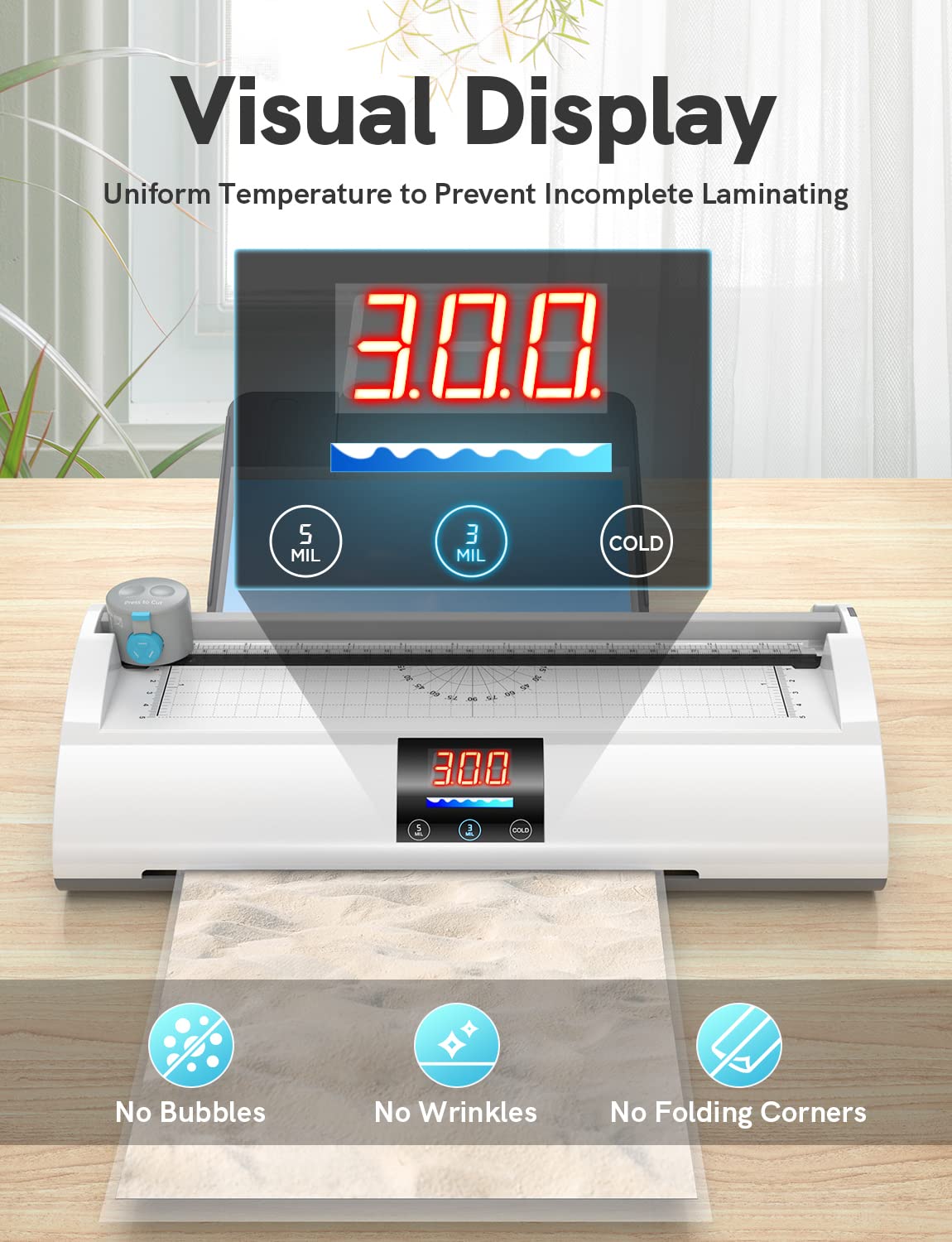 Laminator Machine with Laminating Sheets, 9 Inches Portable Personal Laminating Machine for Teachers School Home Office, Fast Warm-up No Jam No Wrinkles, Thermal Laminator with Paper Cutter