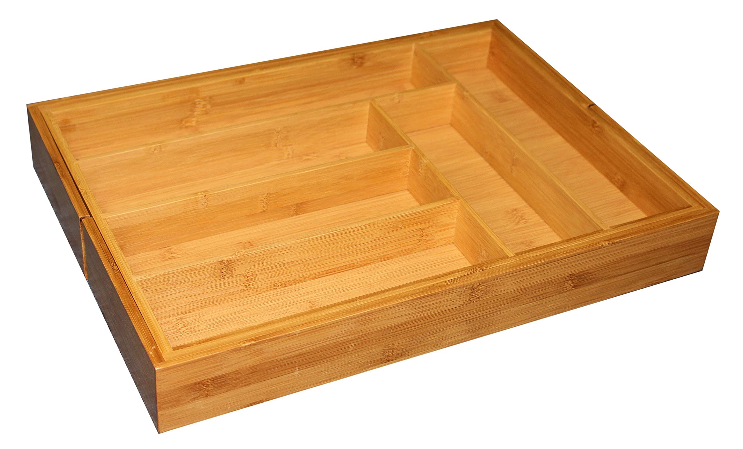 Home Basics Expandable Bamboo Utility Drawer Organizer with 8 Compartments Utensil Cutlery Tray, Adjustable Kitchen Divider for Craft, Sewing, Office, Bathroom, Kitchen