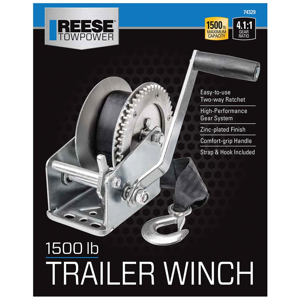 Reese Towpower 74329 Trailer Winch,Silver