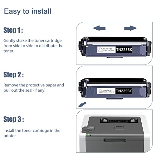 HUIAYA 5 Pack Compatible (2BK+1C+1M+1Y) Color TN225BK TN225C TN225Y TN225M Toner Cartridge Replacement for Brother Pro HL-3140CW HL-3180CDW MFC-9130CW Printer