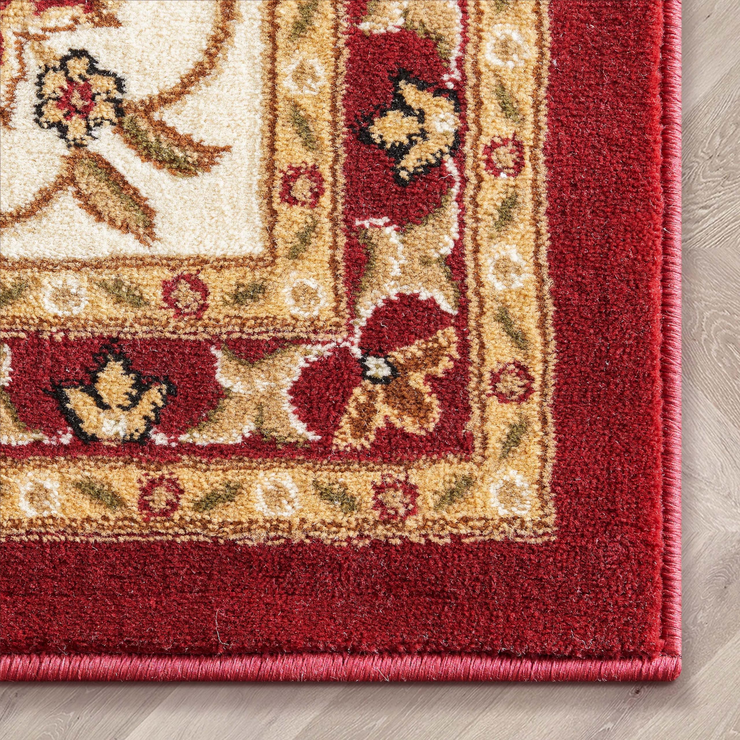 Well Woven Barclay Collection Sarouk Red 2x4 Accent Doormat- for Entryways, Kitchen