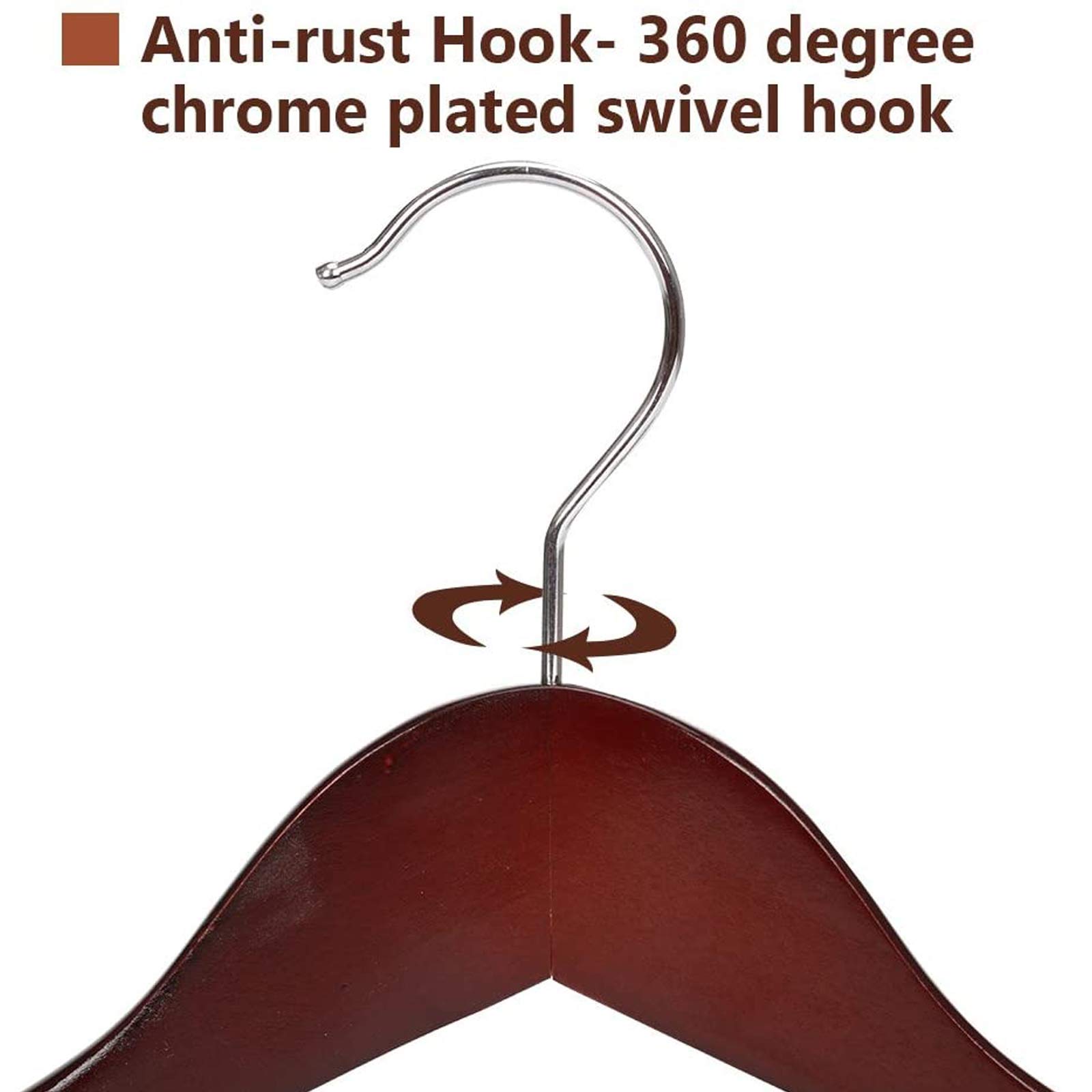 JS HANGER Wooden Extra-Wide Shoulder Suit Hangers for Coat and Pants, Walnut Finish, 6-Pack