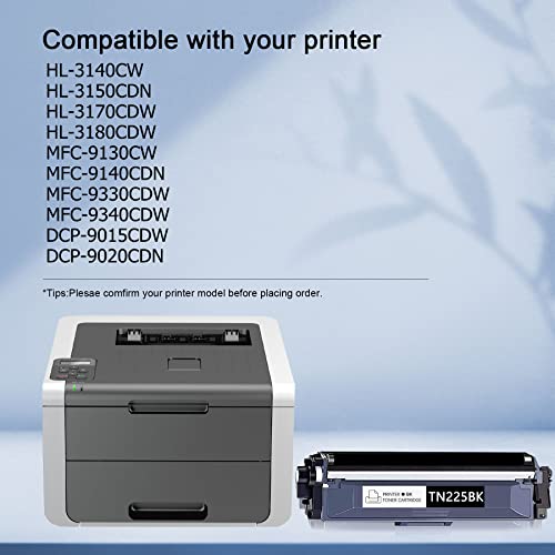 HUIAYA 5 Pack Compatible (2BK+1C+1M+1Y) Color TN225BK TN225C TN225Y TN225M Toner Cartridge Replacement for Brother Pro HL-3140CW HL-3180CDW MFC-9130CW Printer