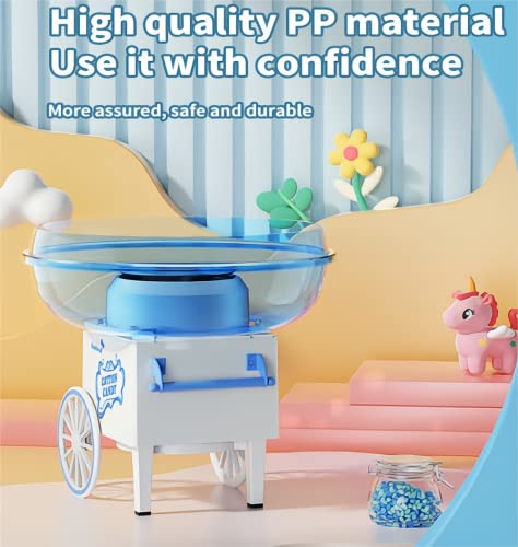 Cotton Candy Machine for Kids, Electric Cotton Candy Maker with Large Food Grade Splash-Proof Plate, Kids Favorite, for Home Birthday Family Party Gift, Includes 20 Bamboo Sticks & Sugar Scoop (Blue)