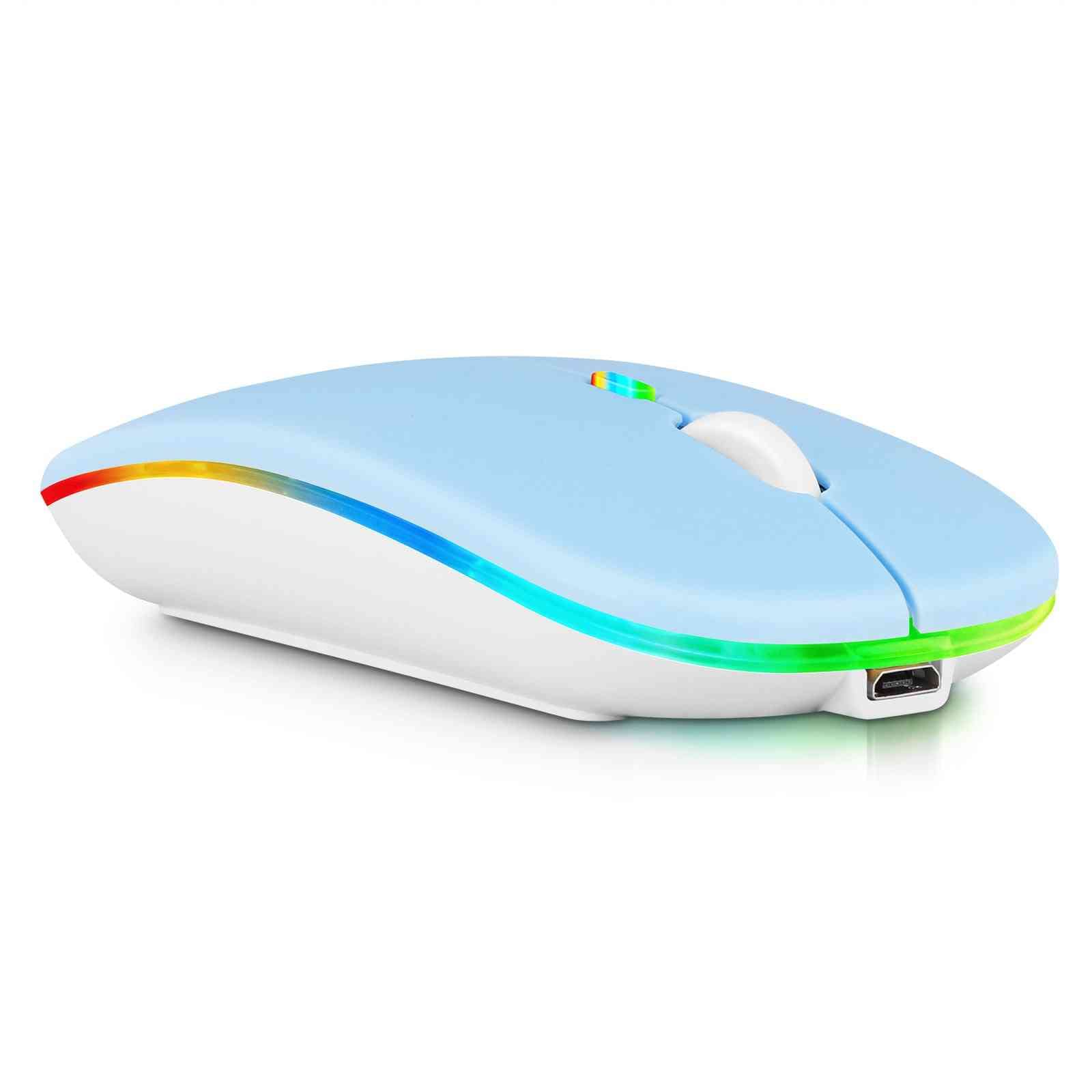 UrbanX 2.4GHz & Bluetooth Mouse, Rechargeable Wireless Mouse for Amazon Fire 7 (2017) Bluetooth Wireless Mouse for Laptop/PC/Mac/Computer/Tablet/Android RGB LED Sky Blue