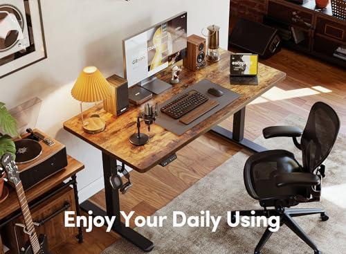 BANTI 63'' Standing Desk, Electric Stand up Height Adjustable Home Office Table, Sit Stand Desk with Splice Board, Rustic Brown