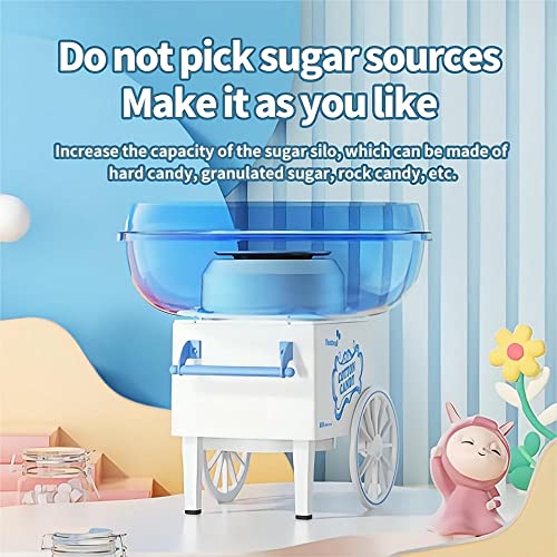 Cotton Candy Machine for Kids, Electric Cotton Candy Maker with Large Food Grade Splash-Proof Plate, Kids Favorite, for Home Birthday Family Party Gift, Includes 20 Bamboo Sticks & Sugar Scoop (Blue)