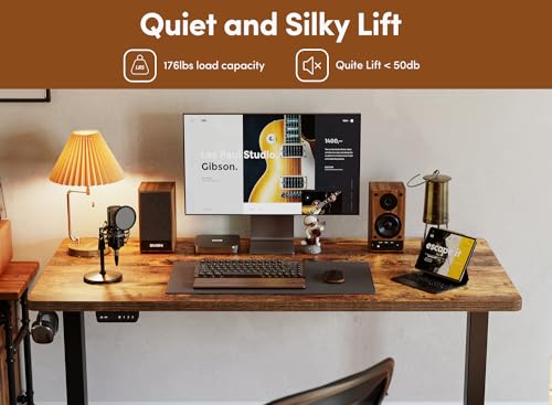 BANTI 63'' Standing Desk, Electric Stand up Height Adjustable Home Office Table, Sit Stand Desk with Splice Board, Rustic Brown