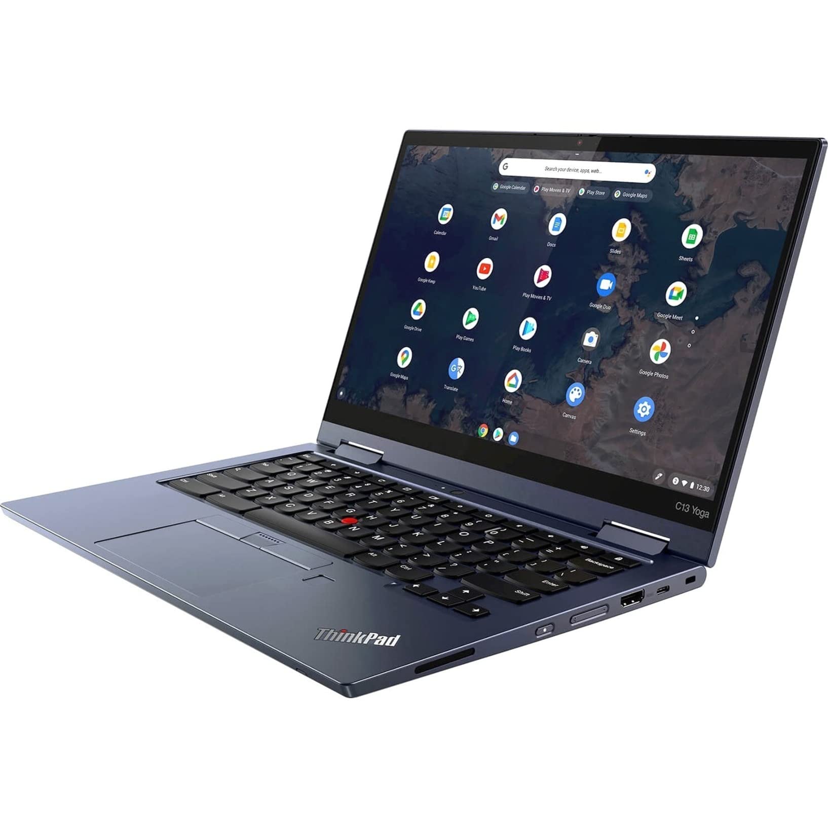 Lenovo ThinkPad C13 Yoga Chromebook Enterprise, AMD Ryzen 7 3700C, Radeon Graphics, 16GB RAM, 256GB Storage, 13.3" FHD Touch Display, Chrome OS with Chrome Enterprise Upgrade, 20UX001SUS, Abyss Blue
