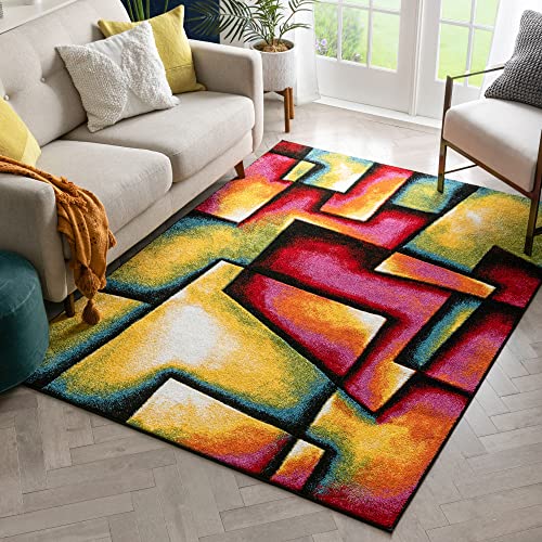 Well Woven Fortuna Boxes Multi Hand-Carved Abstract Geometric Pattern Area Rug 8x10 (7'10" x 9'10")